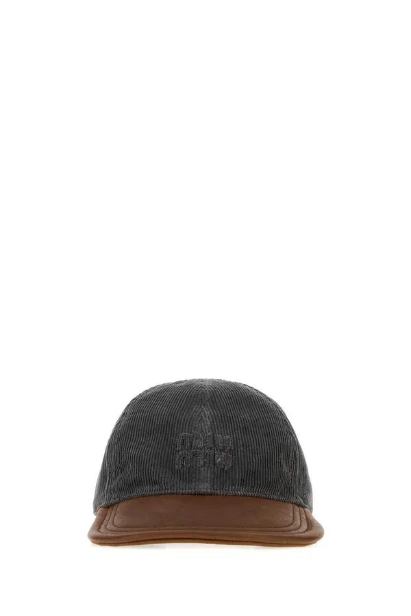 Miu Miu Grey Corduroy Baseball Cap - Gray