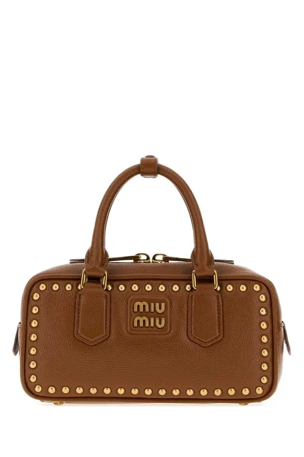 Miu Miu Caramel Leather Arcadie Handbag - Brown