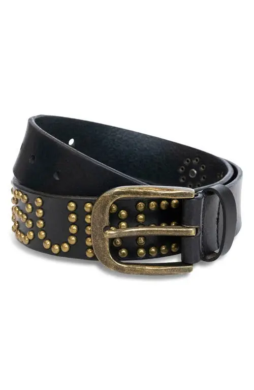 PLEASURES Stud Leather Belt - Black