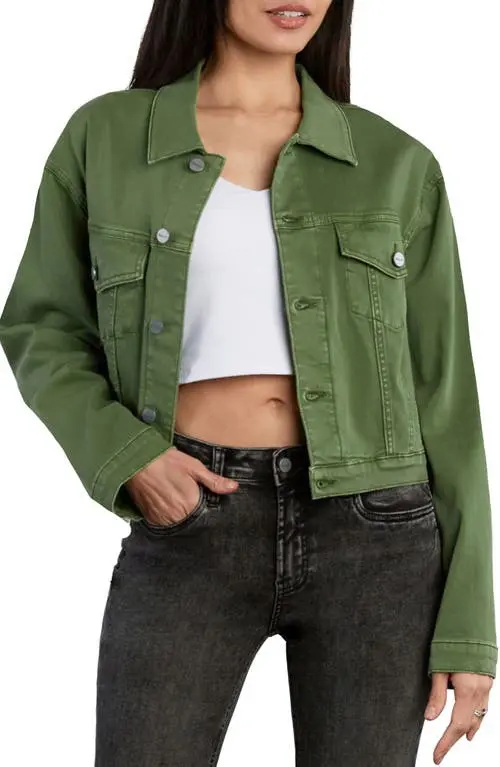 HINT OF BLU Crop Denim Jacket - Basil