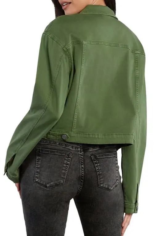 HINT OF BLU Crop Denim Jacket - Basil