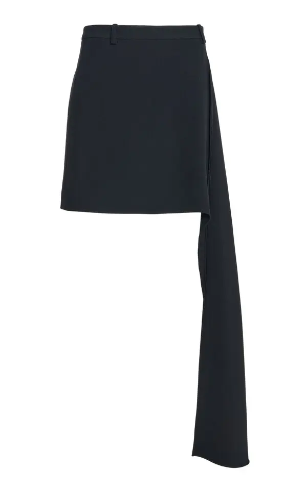 Michael Kors Asymmetric Streamer Crepe Mini Skirt - Black
