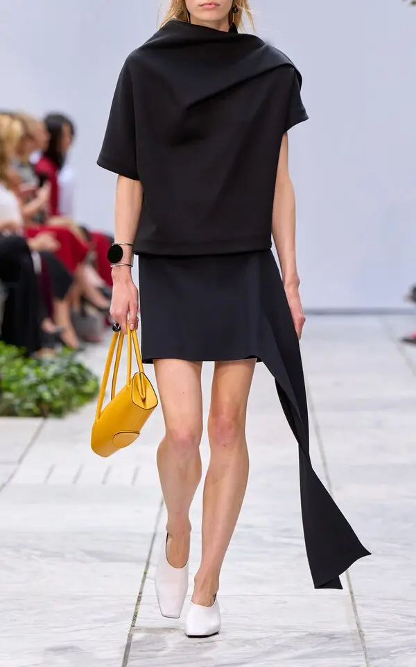 Michael Kors Asymmetric Streamer Crepe Mini Skirt - Black