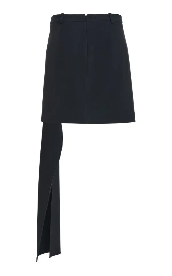 Michael Kors Asymmetric Streamer Crepe Mini Skirt - Black