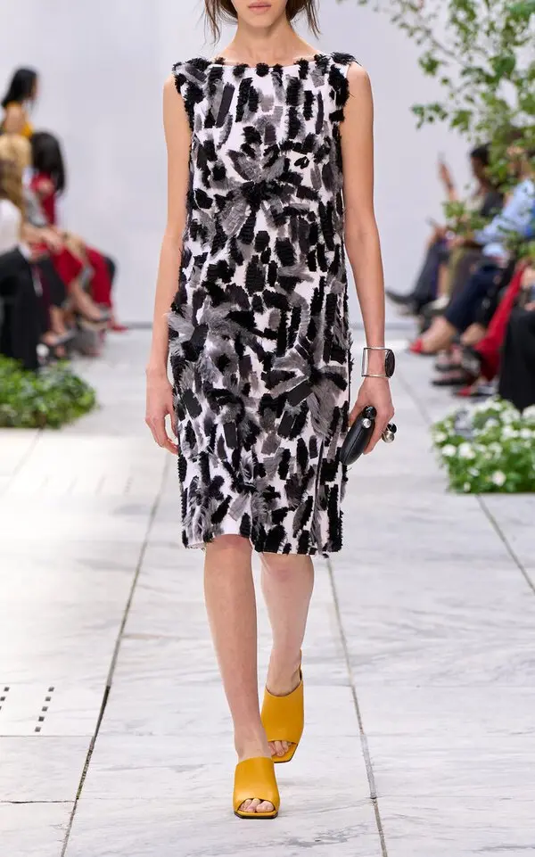 Michael Kors Abstract Embroidered Organza Midi Dress