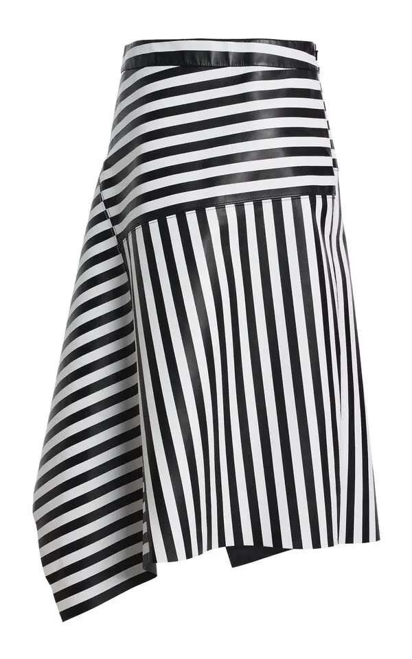 Michael Kors Asymmetric Leather Midi Skirt