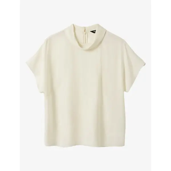 Whistles Funnel-neck Seam-detail Woven Blouse