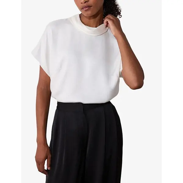 Whistles Funnel-neck Seam-detail Woven Blouse
