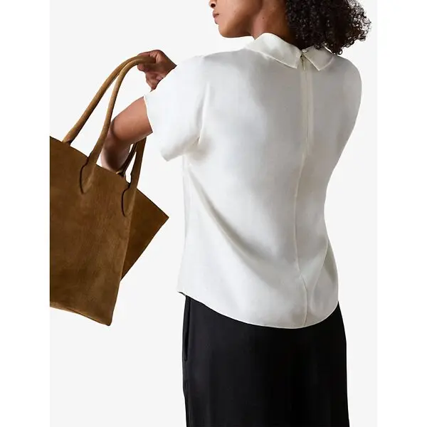 Whistles Funnel-neck Seam-detail Woven Blouse