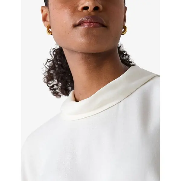 Whistles Funnel-neck Seam-detail Woven Blouse