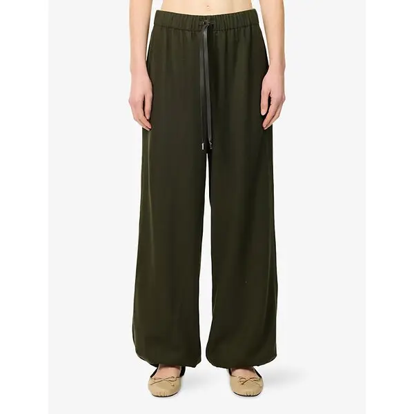 Vince Drawstring Flannel Wool-blend Trousers