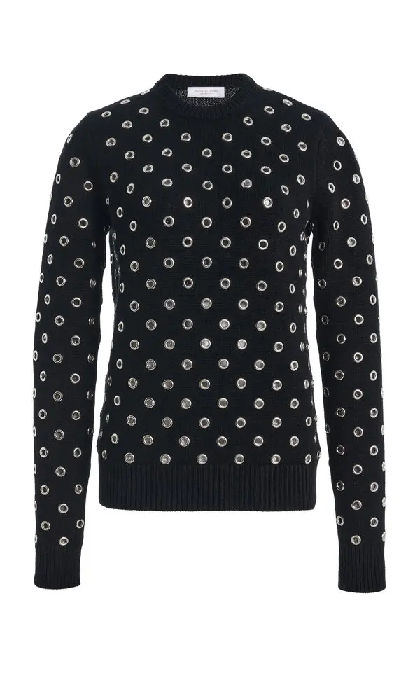 Michael Kors Grommet Embellished Cashmere Sweater - Black