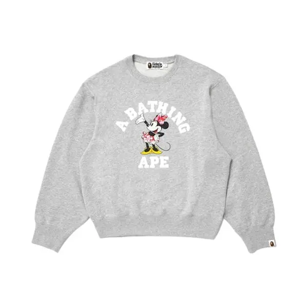 A BATHING APE X Disney Minnie Mouse College Crewneck Sweatshirt