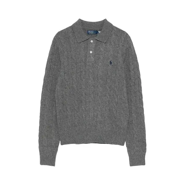Polo Ralph Lauren Long Sleeve-collared-pullover-sweater 'flannel Heather - Grey