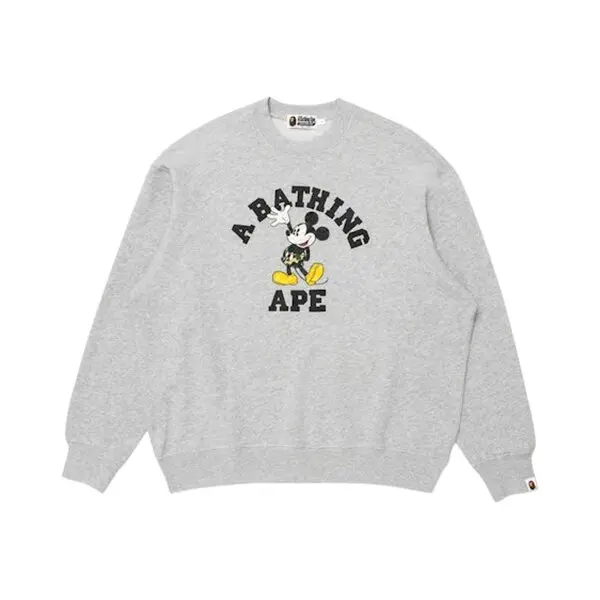 A BATHING APE X Disney Mickey Mouse College Relaxed Fit Crewneck