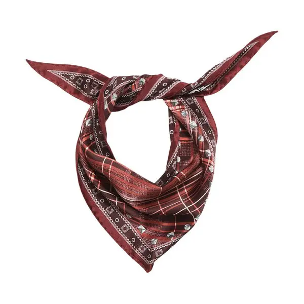 Acne Studios Checkered Silk Bandana 'burgundy/brown - Red