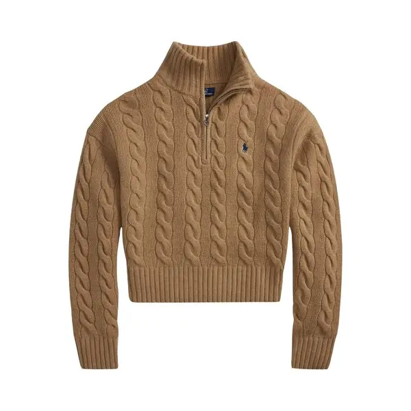 Polo Ralph Lauren Long Sleeve-mock Neck-pullover-sweater 'camel Melange