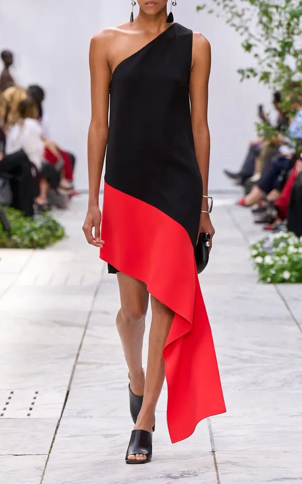 Michael Kors Colorblocked Asymmetric Stretch-wool Mini Dress