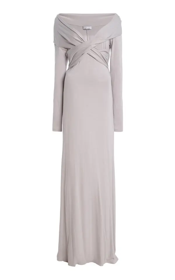 MEL USINE Orleans Draped-bust Portrait-neck Maxi Dress