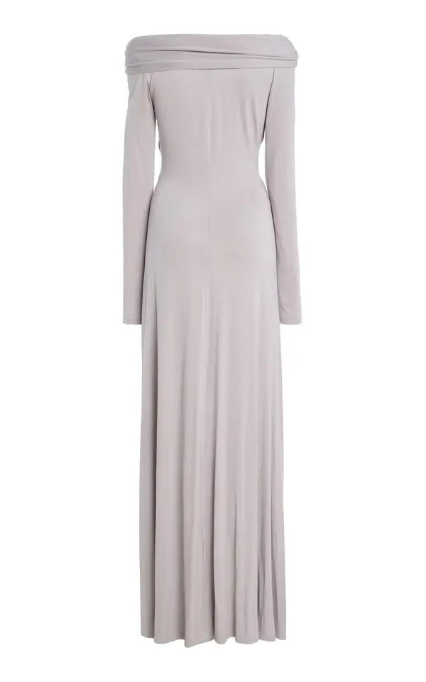 MEL USINE Orleans Draped-bust Portrait-neck Maxi Dress
