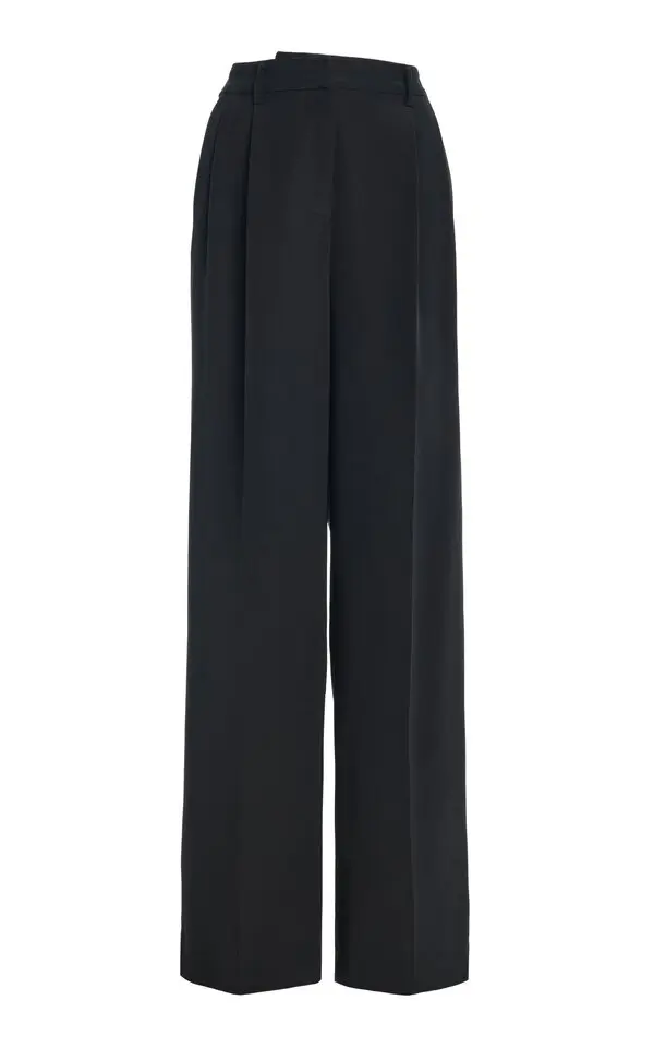 Prabal Gurung Four-ply Silk Crepe Tailored Straight Leg Pants - Black