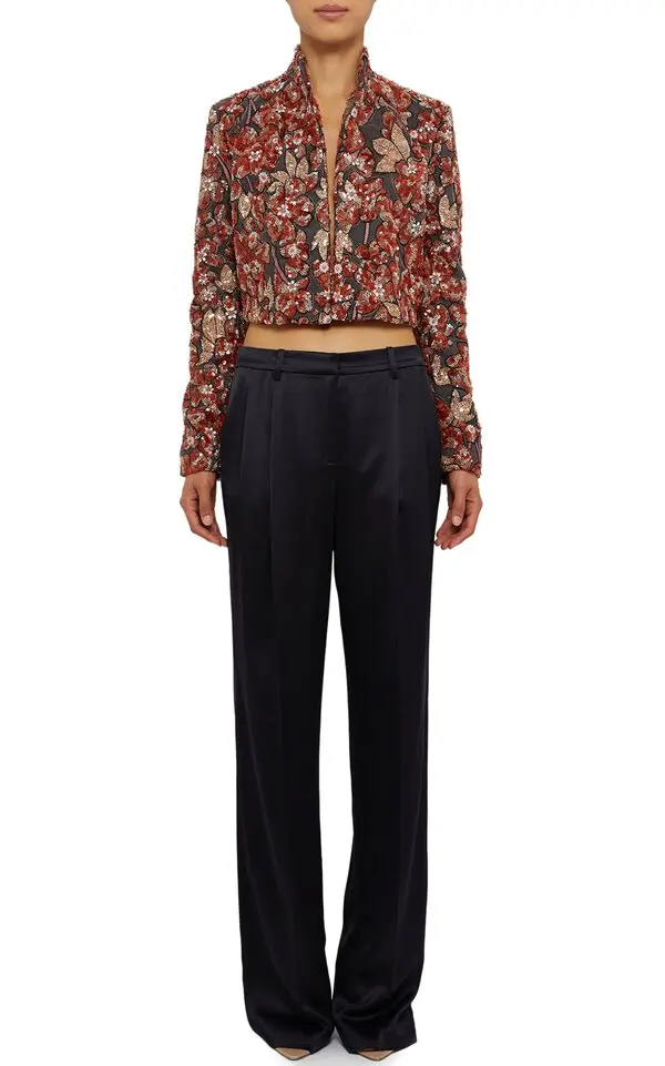 Prabal Gurung Four-ply Silk Crepe Tailored Straight Leg Pants - Black
