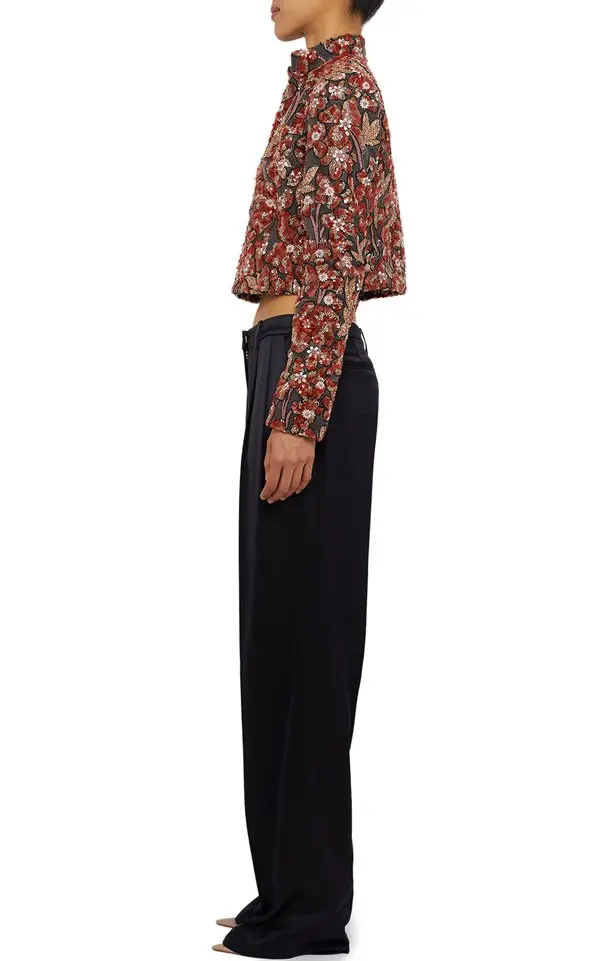 Prabal Gurung Four-ply Silk Crepe Tailored Straight Leg Pants - Black