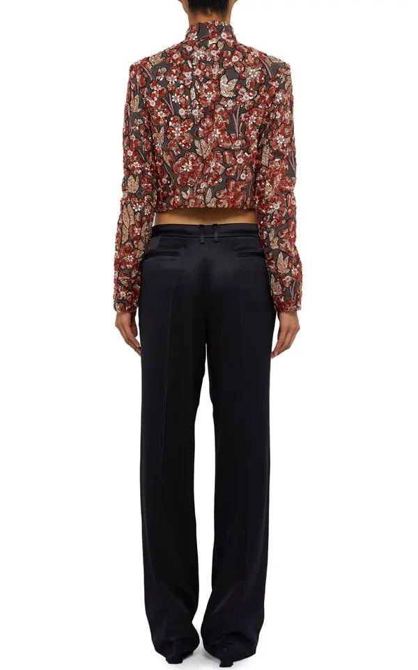 Prabal Gurung Four-ply Silk Crepe Tailored Straight Leg Pants - Black