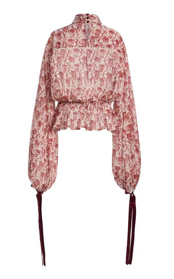 MEL USINE Philippa Cotton-blend Printed Voile Top