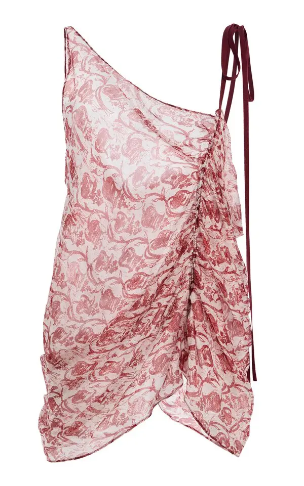 MEL USINE Vivianne Silk-blend Draped Asymmetrical Top
