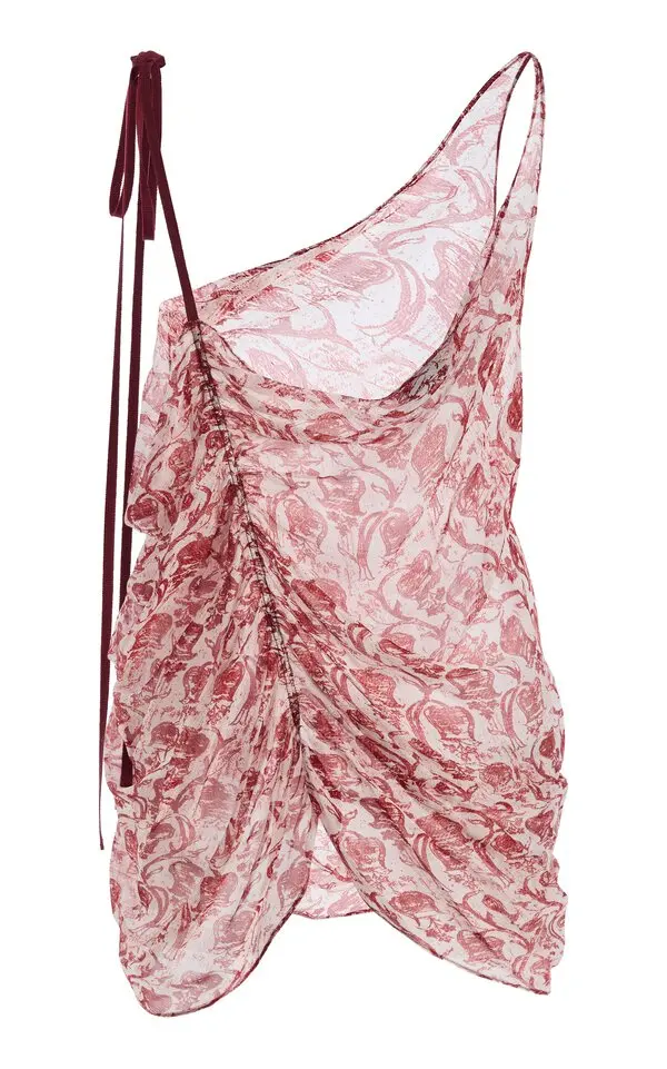 MEL USINE Vivianne Silk-blend Draped Asymmetrical Top