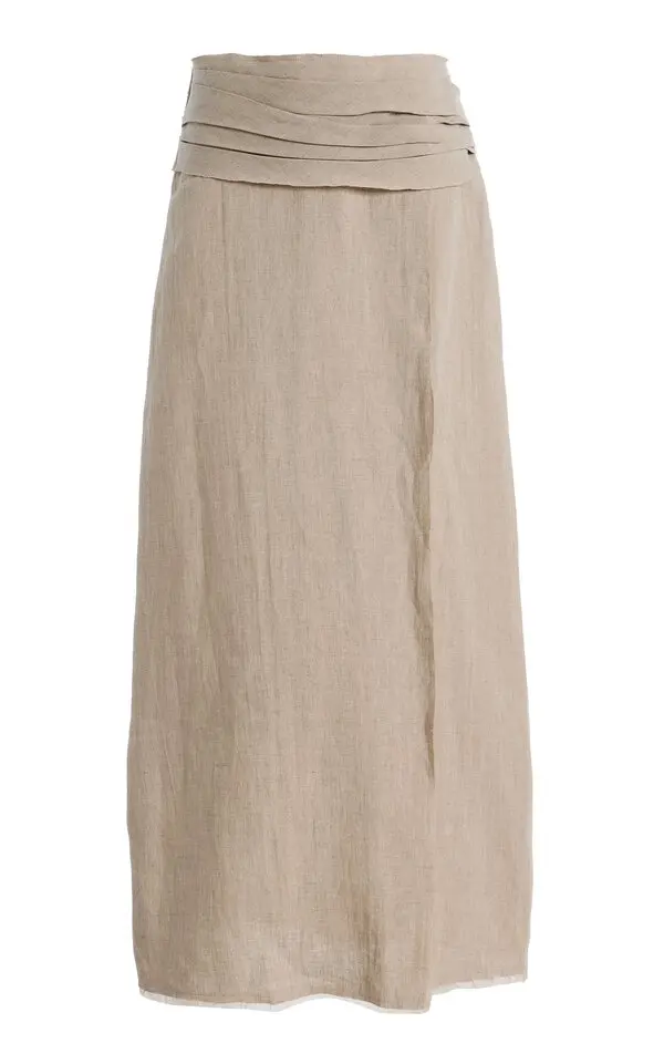 MEL USINE Enide Linen Draped Yoke Field Skirt