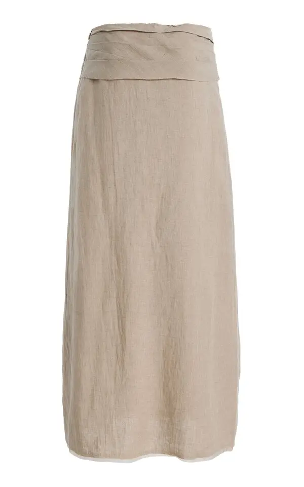 MEL USINE Enide Linen Draped Yoke Field Skirt