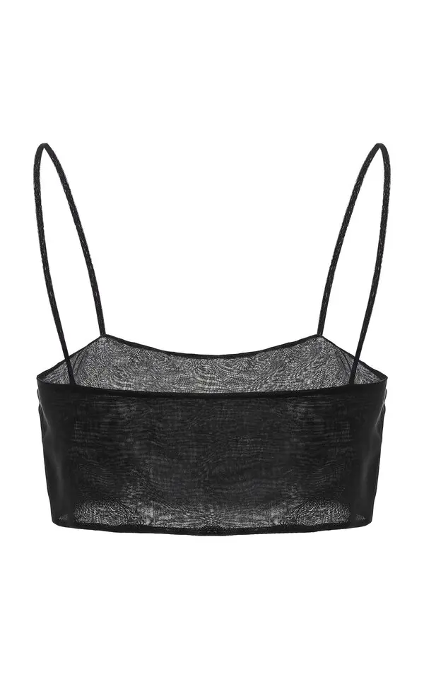 Prabal Gurung Silk Organza Choli Top - Black