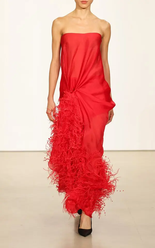 Prabal Gurung Satin-faced Silk Organza Hand-draped Knotted Sari Dress