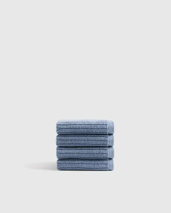 Quince Ribbed Organic Turkish Cotton Washcloth - Bluestone