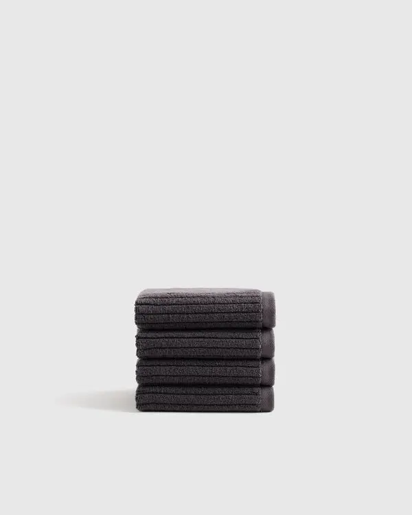Quince Ribbed Organic Turkish Cotton Washcloth - Graphite