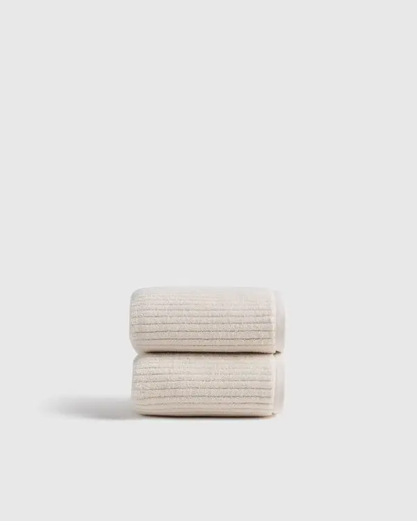 Quince Ribbed Organic Turkish Cotton Hand Towel - Bone