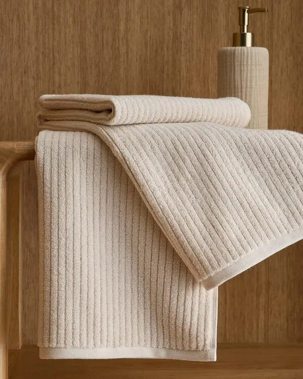 Quince Ribbed Organic Turkish Cotton Hand Towel - Bone