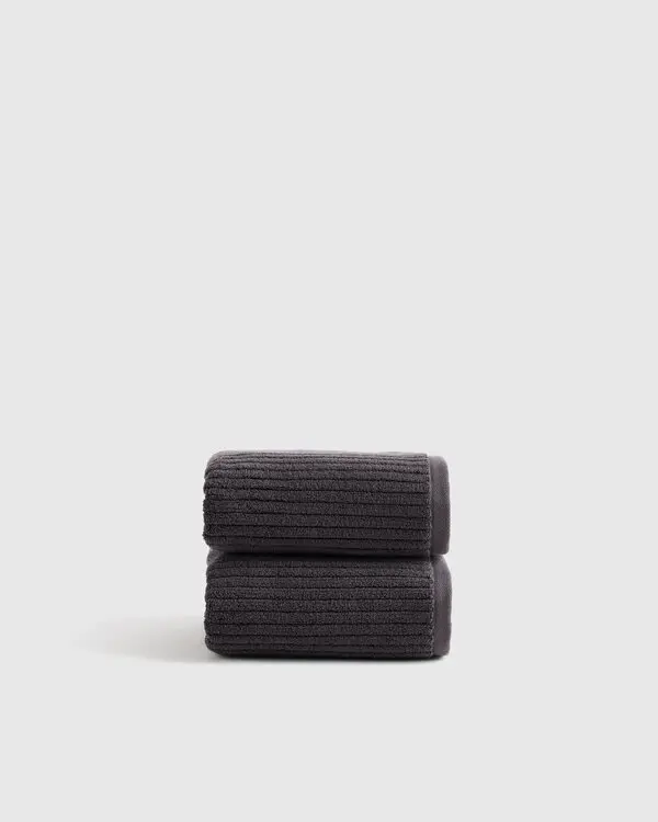 Quince Ribbed Organic Turkish Cotton Hand Towel - Graphite