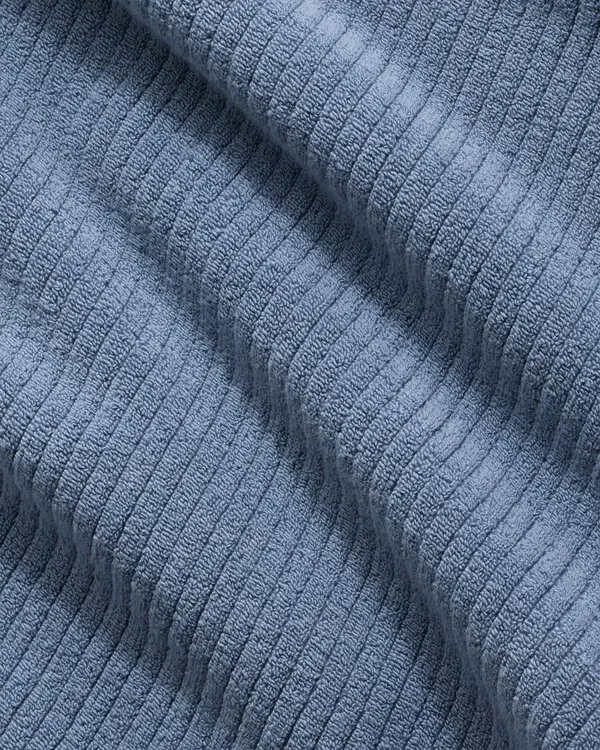 Quince Ribbed Organic Turkish Cotton Bath Towel - Bluestone