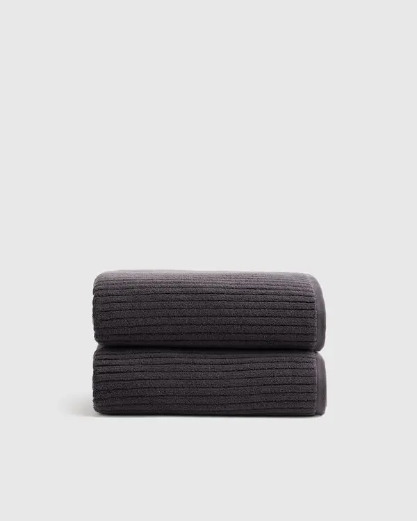 Quince Ribbed Organic Turkish Cotton Bath Towel - Graphite