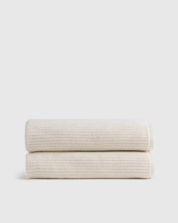 Quince Ribbed Organic Turkish Cotton Bath Sheet - Bone