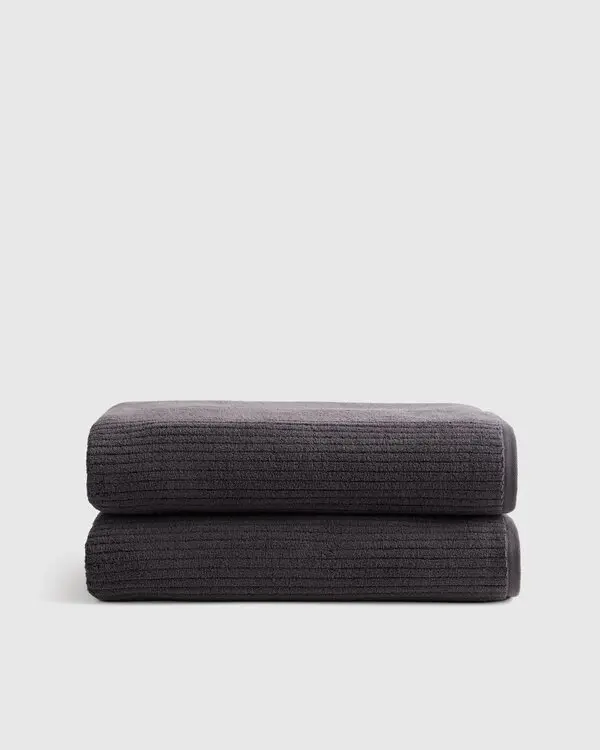 Quince Ribbed Organic Turkish Cotton Bath Sheet - Graphite