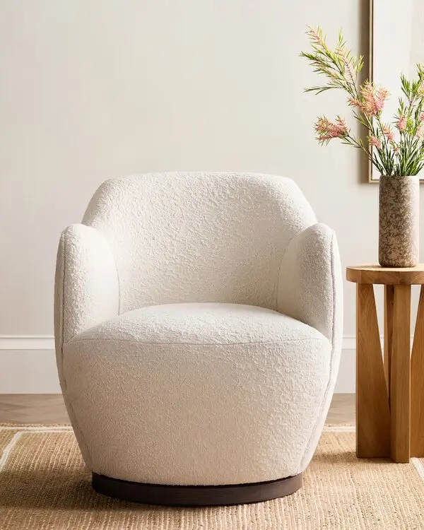 Quince High-back Swivel Chair With Wood Base