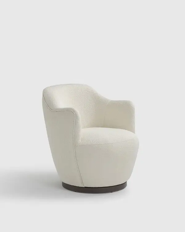 Quince High-back Swivel Chair With Wood Base