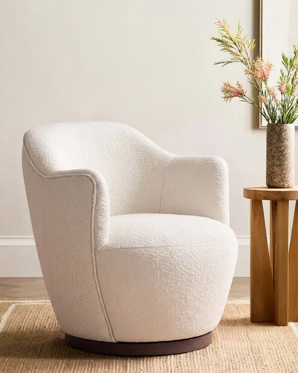 Quince High-back Swivel Chair With Wood Base