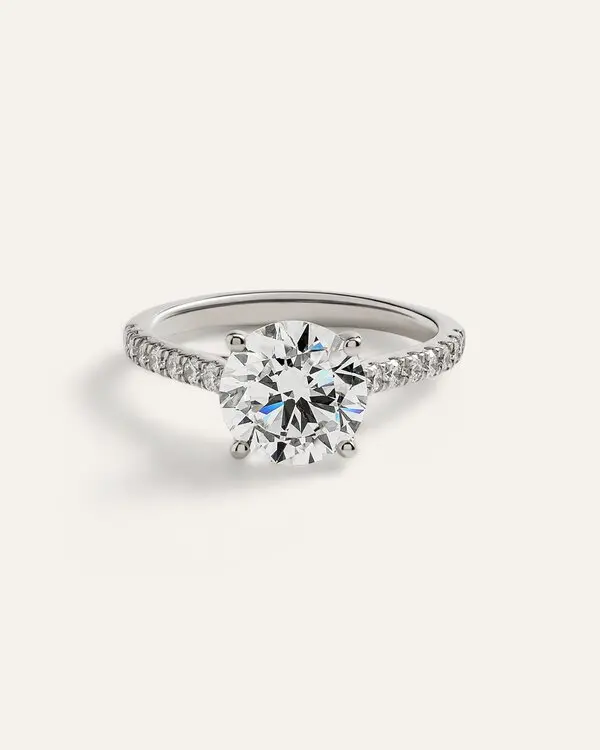 Quince Lab Grown Diamond Round Pave Trellis Cathedral Engagement Ring 2.5ct - Platinum