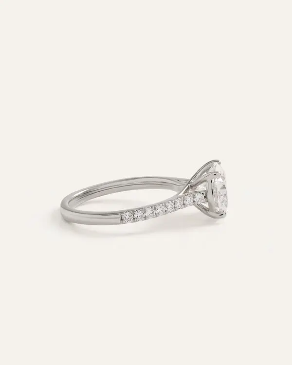 Quince Lab Grown Diamond Round Pave Trellis Cathedral Engagement Ring 2.5ct - Platinum