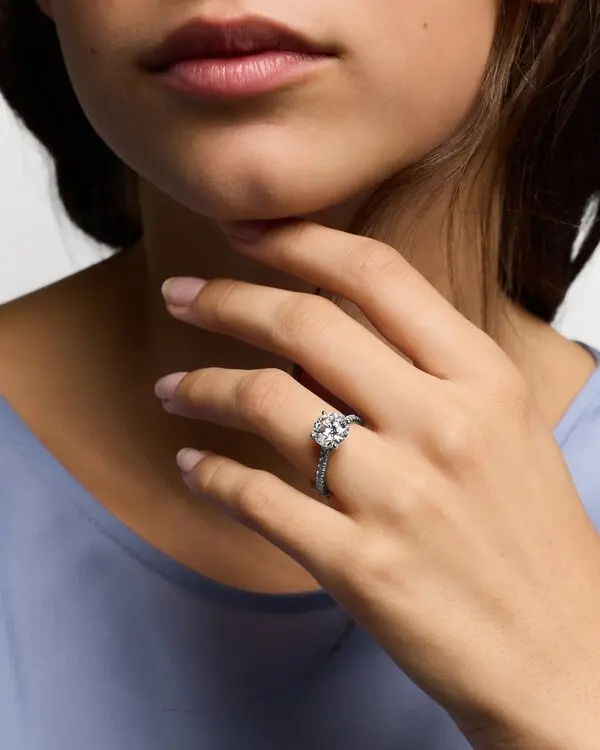 Quince Lab Grown Diamond Round Pave Trellis Cathedral Engagement Ring 2.5ct - Platinum